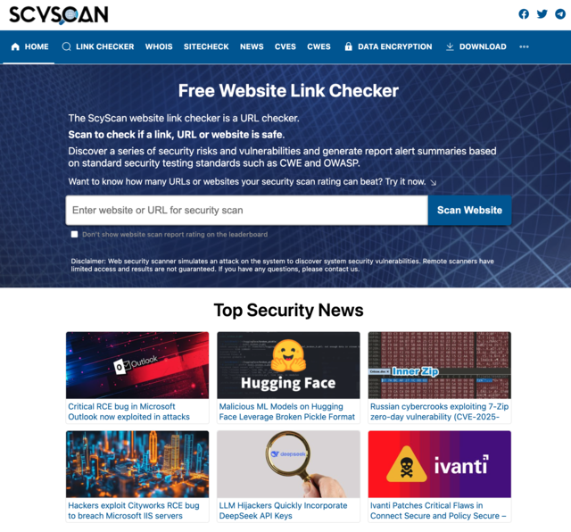 Free Web Security Scanner | Website Checker | Whois Lookup - ScyScan