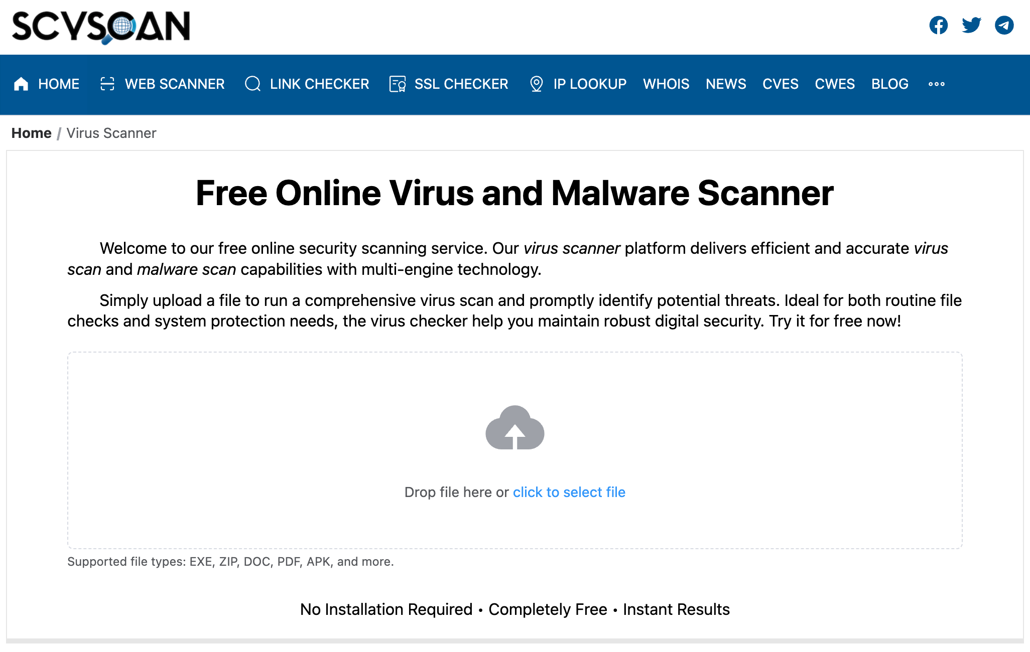 Virus Scanner - Free Online Virus Scan & Malware Scan - ScyScan
